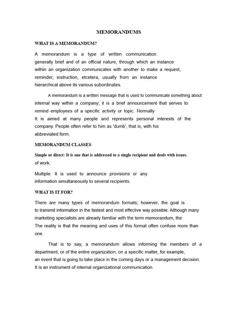 Memorandum Information | PDF | Memorandum | Communication