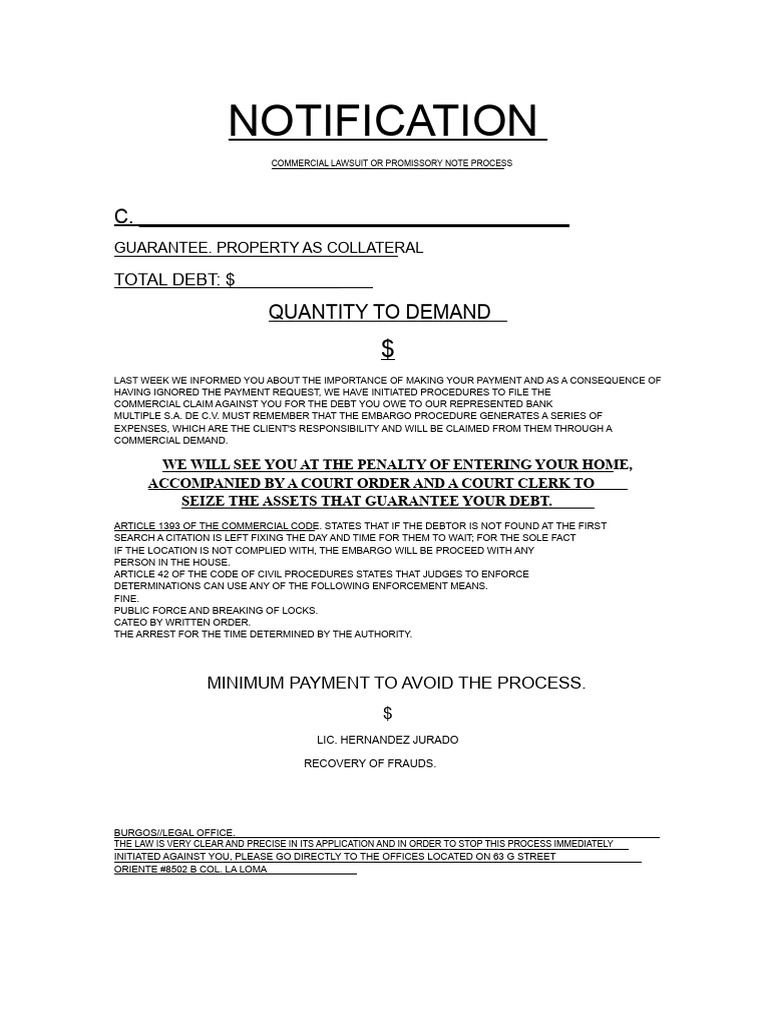 NOTIFICATION | PDF | Debt | Private Law