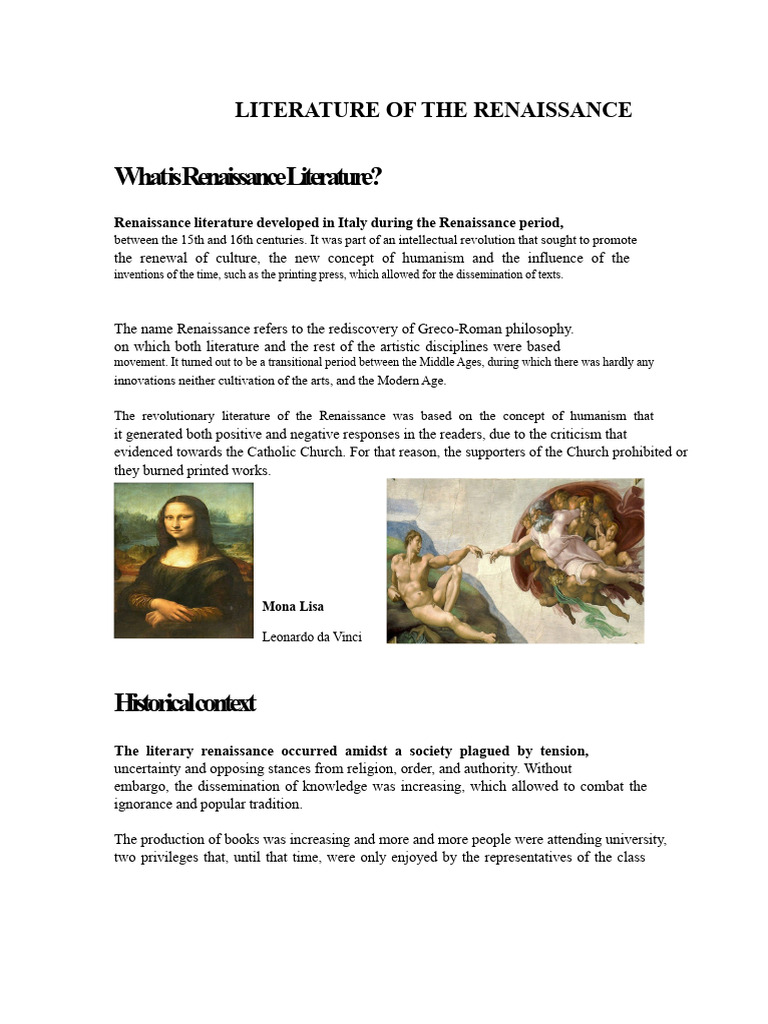 Renaissance Literature | PDF | Renaissance | Humanism