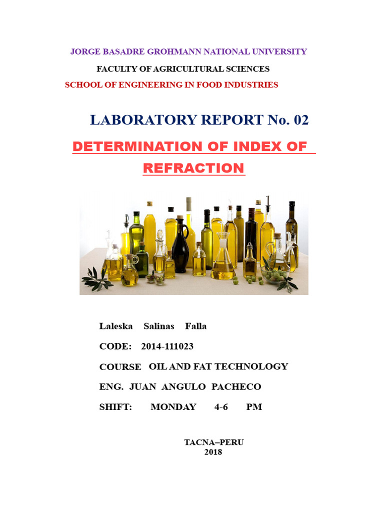 Refractive Index of Oils and Fats Analysis | PDF | Refraction ...