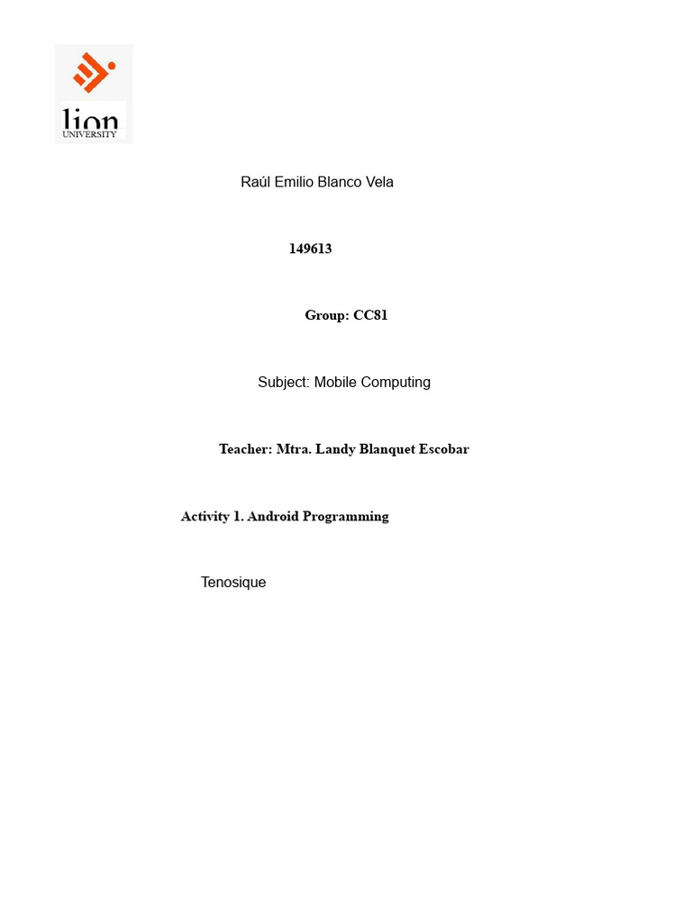 Activity 1. Android Programming | PDF | Eclipse (Software) | Integrated ...