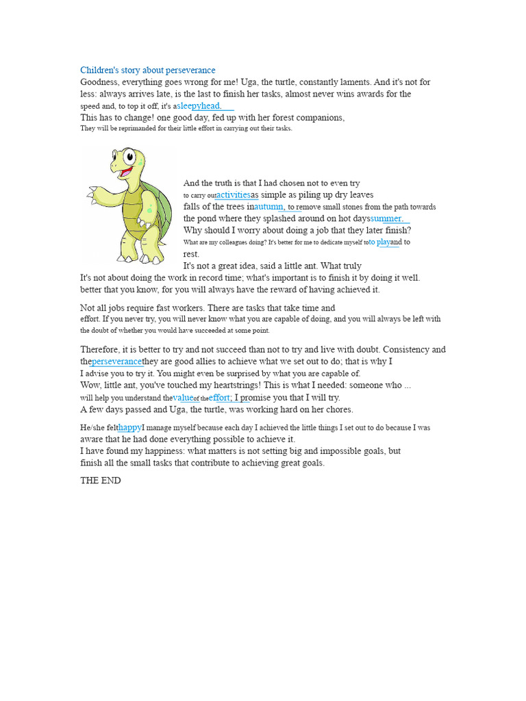 Children's Story About Perseverance | PDF