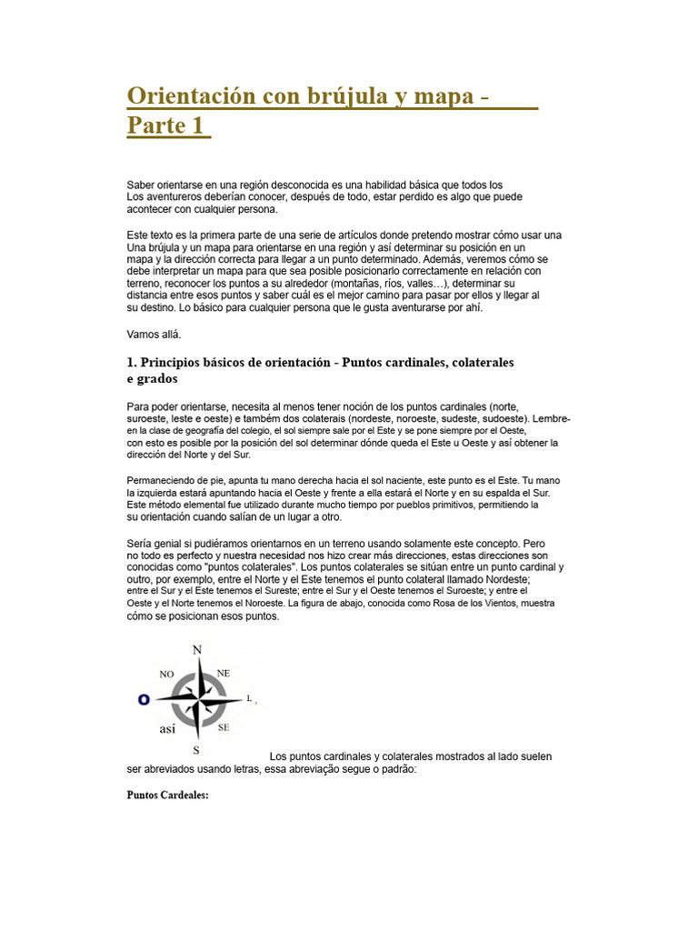 Guía de Orientación: Brújula y Mapa | PDF | Azimut | Brújula