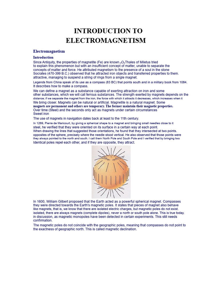 Introduction To Electromagnetism | PDF | Magnetism | Magnetic Field