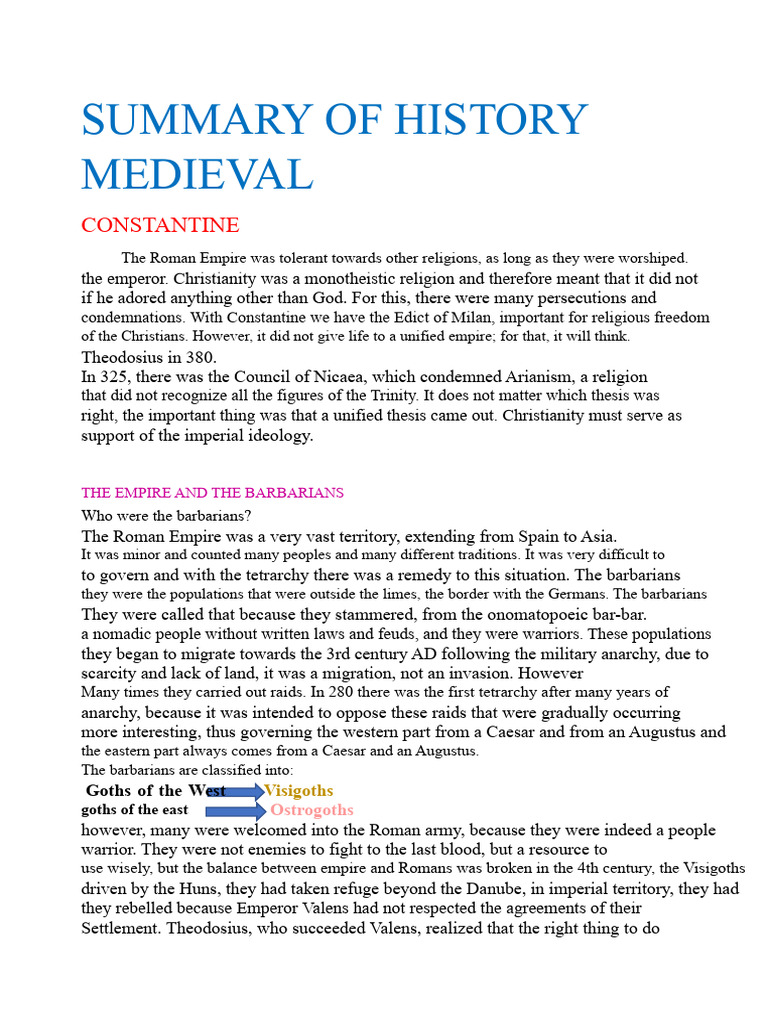 Summary of Medieval History | PDF | Crusades | Pope