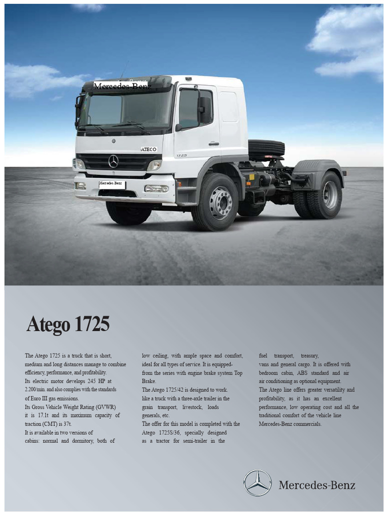 Mercedes-Benz Atego 1725 Overview | PDF | Truck | Anti Lock Braking System