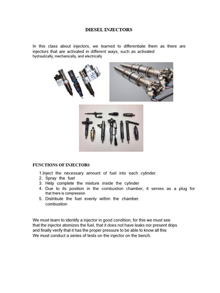 Diesel Injection - Hydraulic Injector Tests - Fabian Pabon Rey | PDF ...