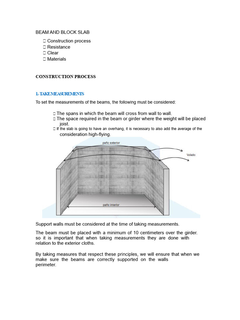 Beam and Block Slab Construction Guide | PDF | Concrete | Beam (Structure)