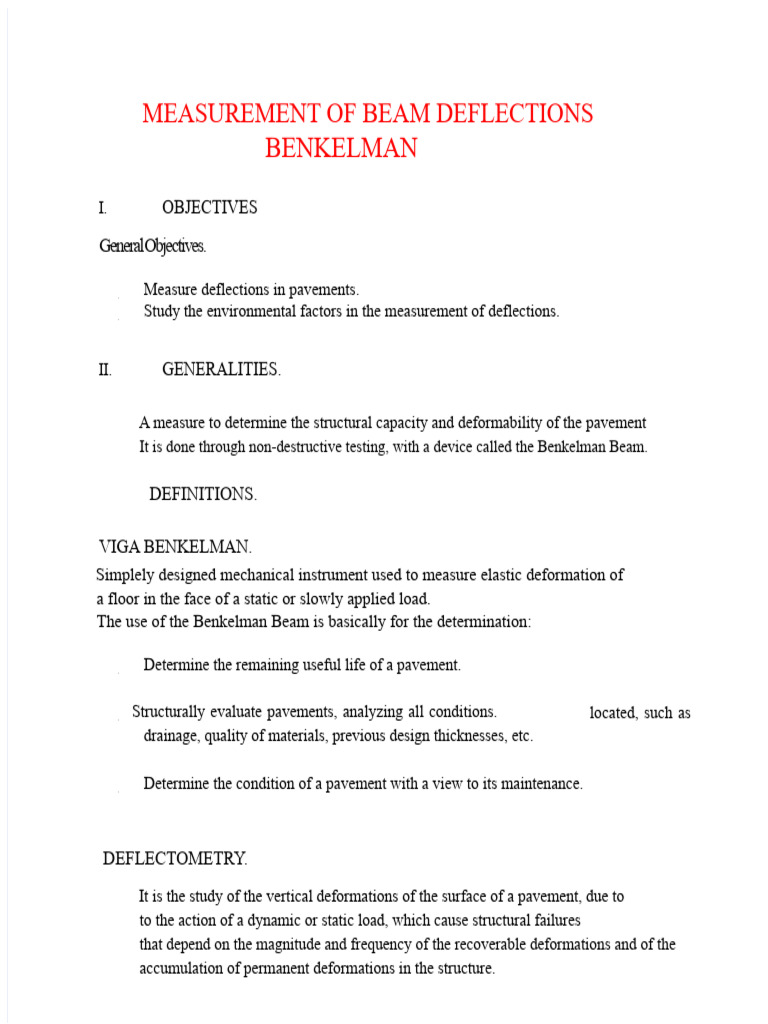 Benkelman Beam Deflection Measurement | PDF | Beam (Structure ...