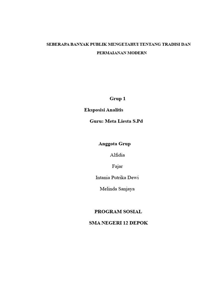 Permainan Tradisional VS Permainan Modern | PDF