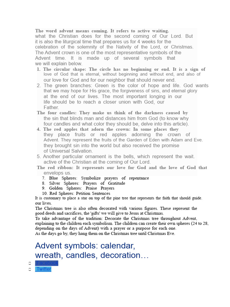Symbols of Advent Explained | PDF | Advent | Wreath