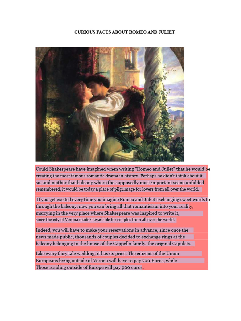 10 Fascinating Facts About Romeo and Juliet | PDF | Characters In Romeo ...