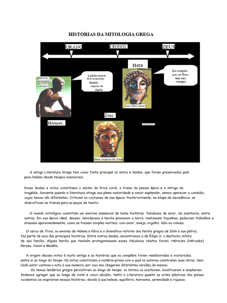 História Da Mitologia Grega para o Segundo Ano Do Ensino Médio | PDF | Mitologia grega | Hera