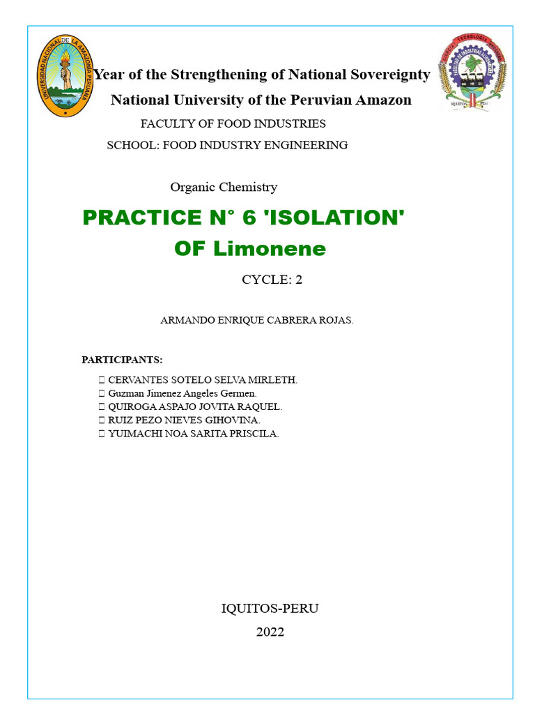 Limonene Extraction from Orange Peel | PDF | Essential Oil | Chemistry