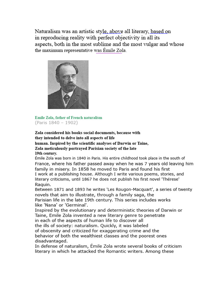 Émile Zola: Pioneer of Naturalism | PDF | Émile Zola
