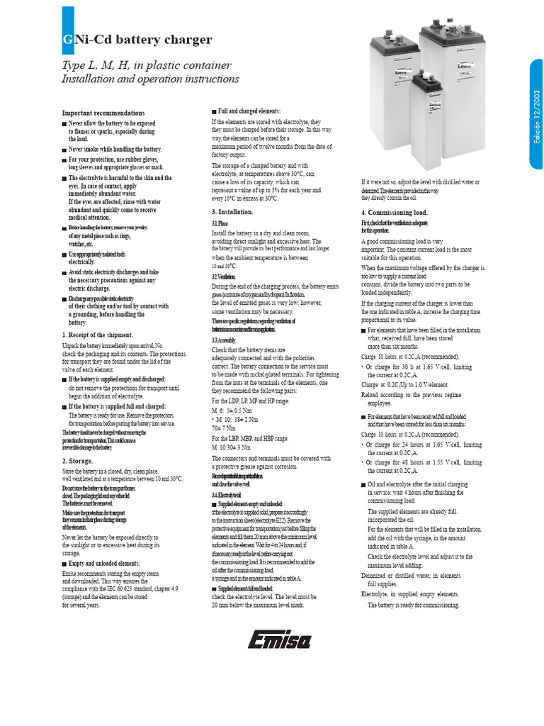 Emisa Battery Range - Installation and Operation Instructions | PDF ...