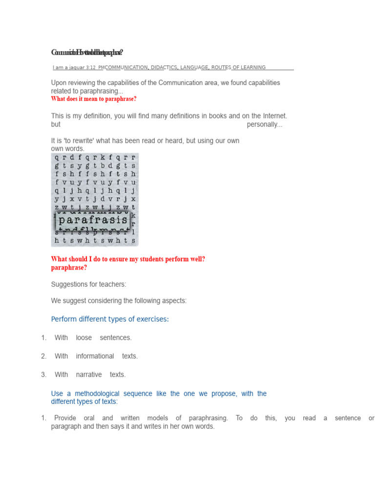 How To Teach Children To Paraphrase | PDF | Semantics | Linguistics