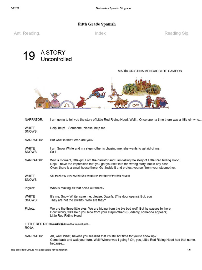 Fifth Grade Spanish Storytelling Activities | PDF | Cinderella | Snow White