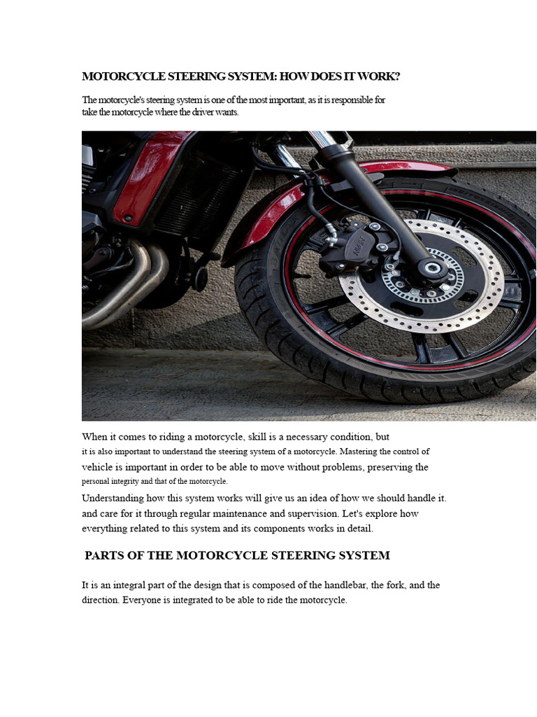 Understanding Motorcycle Steering Systems | PDF | Motorcycle | Steering
