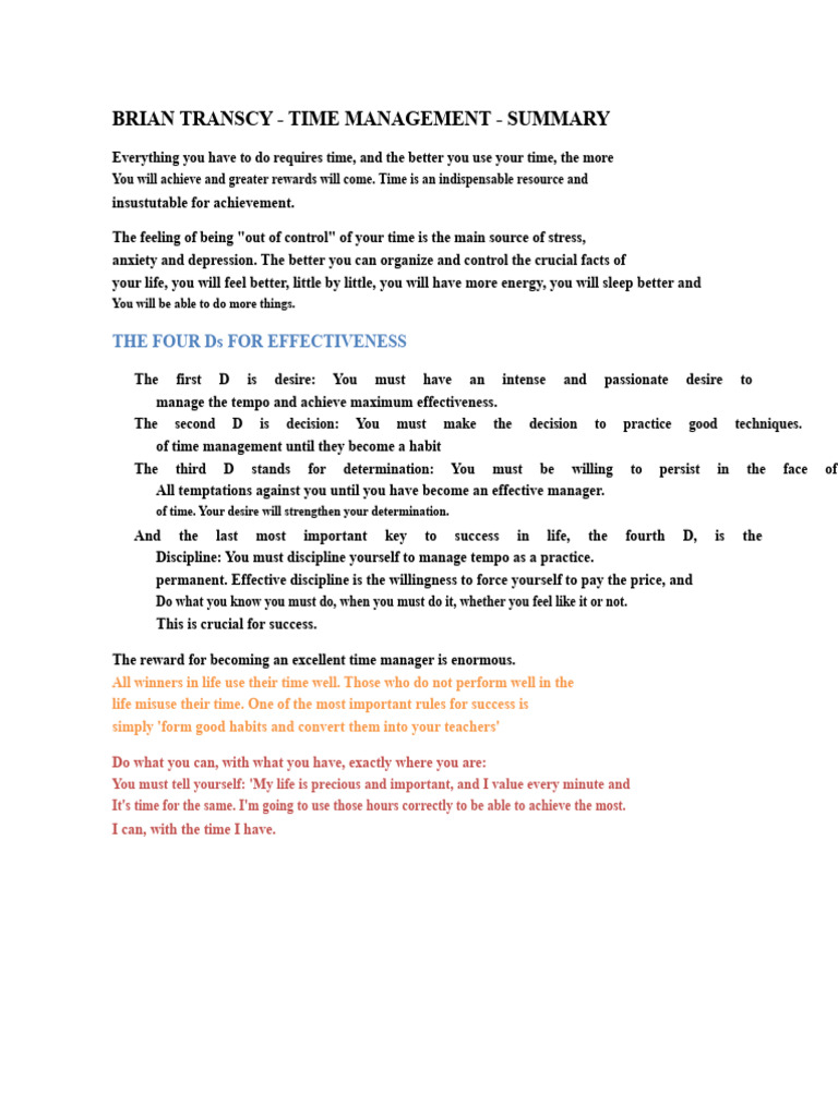 Brian Trancy - Time Management | PDF | Time Management | Professional ...