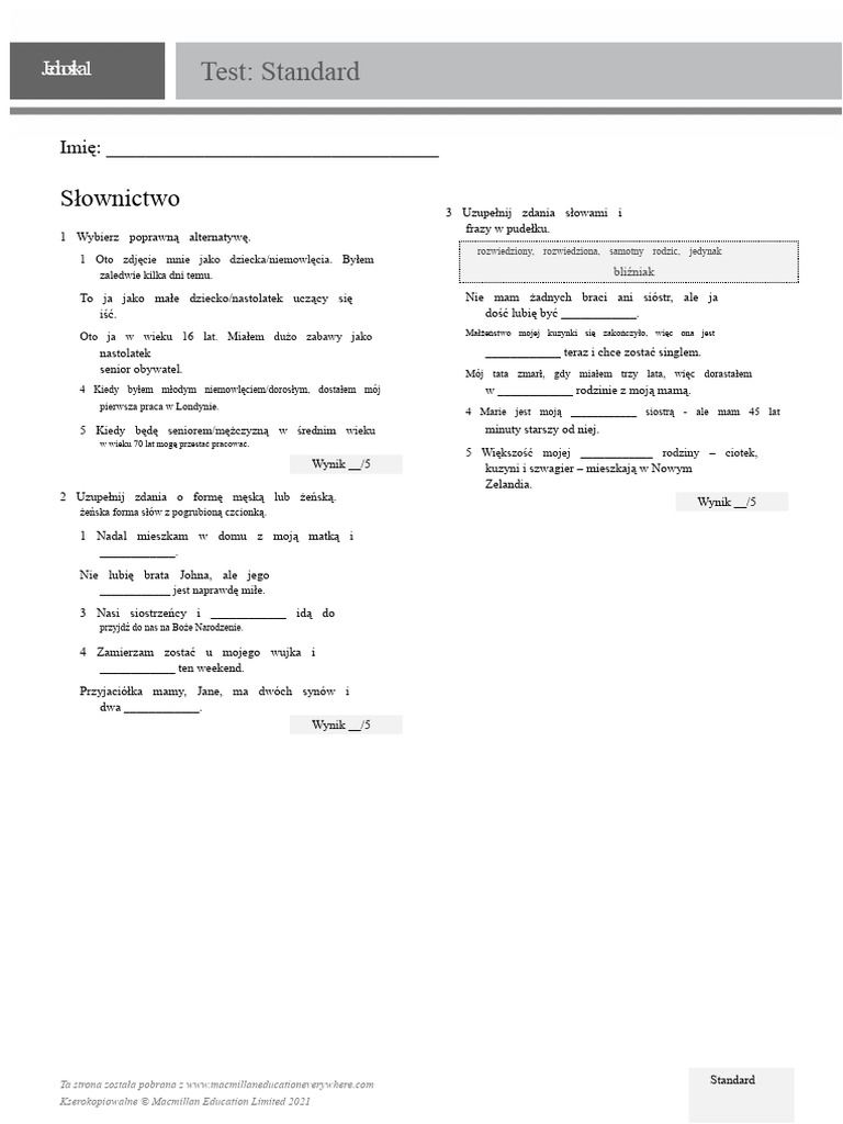 B1 U1 Test Standard | PDF