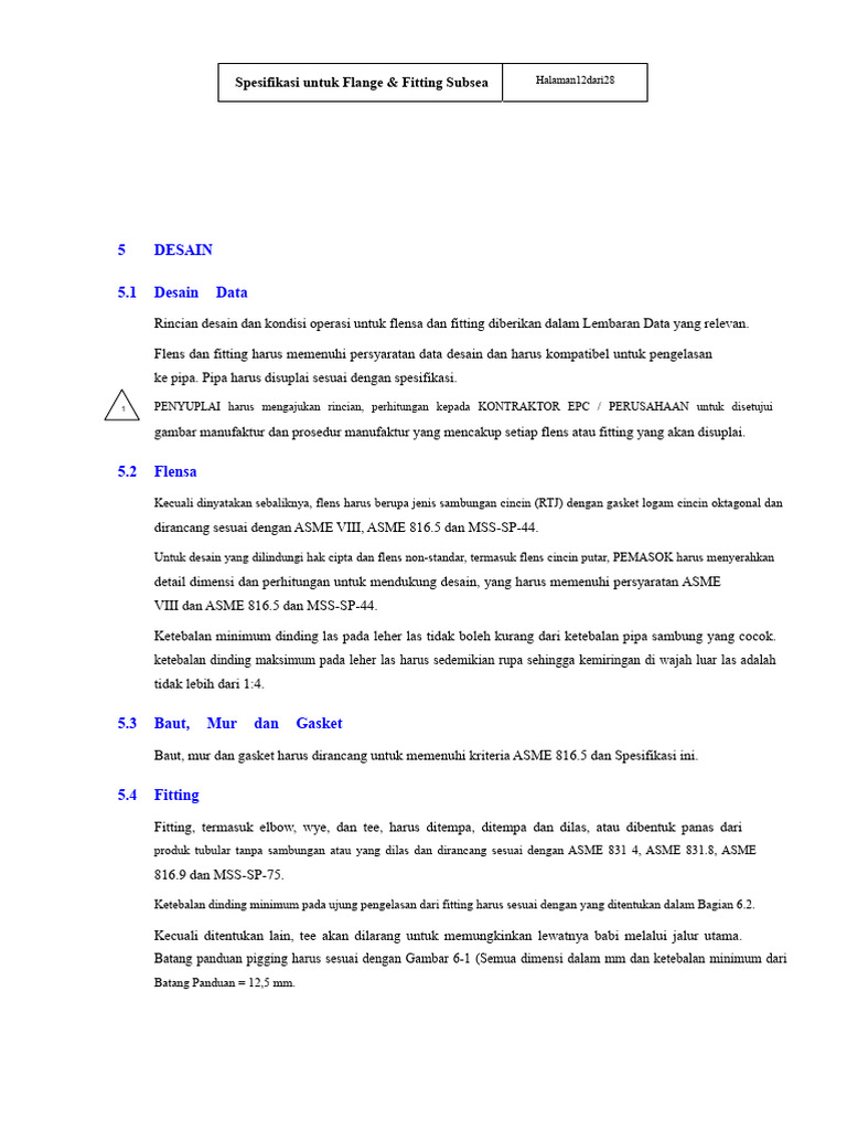 Spesifikasi Flange & Fitting Subsea | PDF