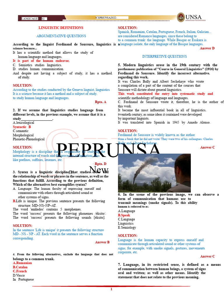 04 Solution Language 01 Ceprunsa 2022 I Phase | PDF | Spanish Language ...