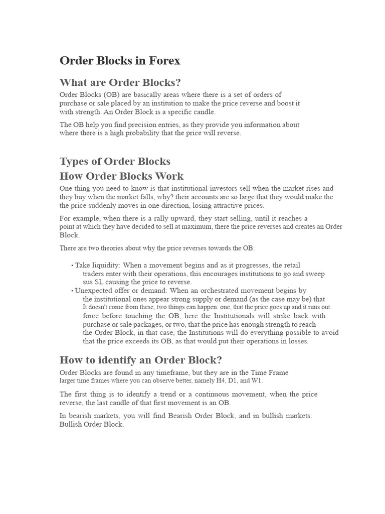 Order Blocks | PDF | Market Trend | Prices
