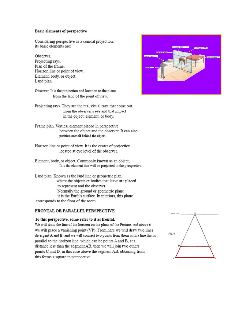Basic Elements of Perspective | PDF | Perspective (Graphical) | Horizon