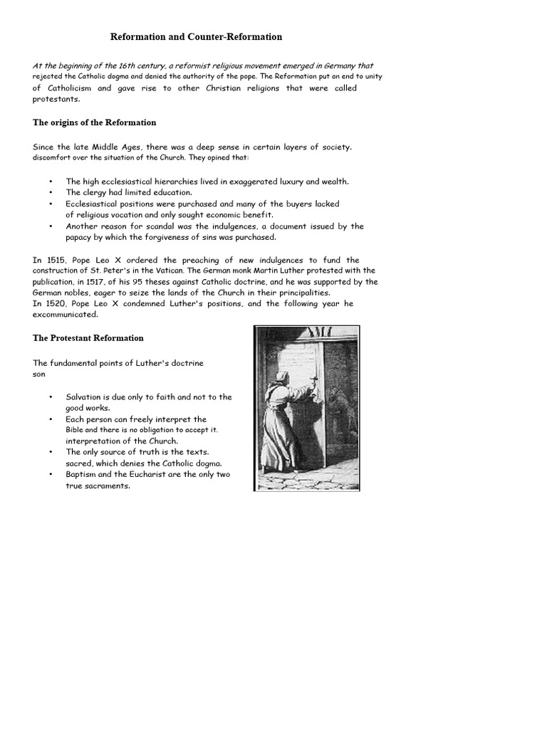Reformation and Counter-Reformation | PDF | Catholic Church | Protestantism