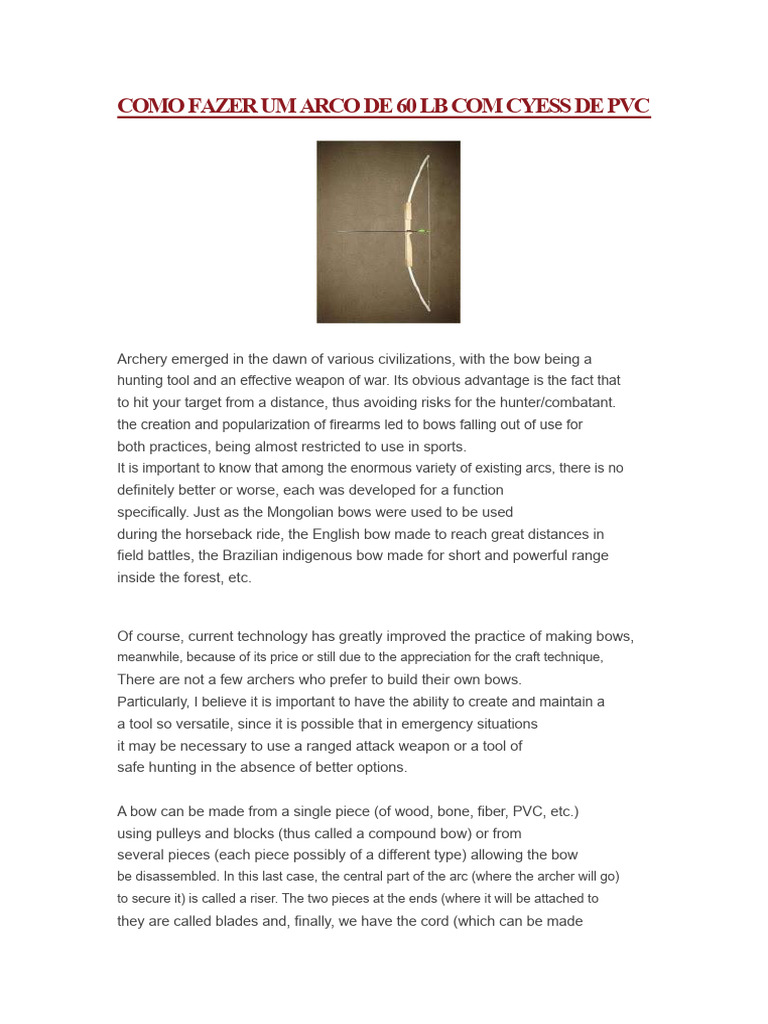 How To Make A 60 LB Bow With PVC Pipes | PDF | Bow And Arrow | Archery