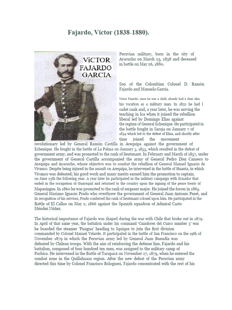 Victor Fajardo: Peruvian Military Leader | PDF | South America | Military