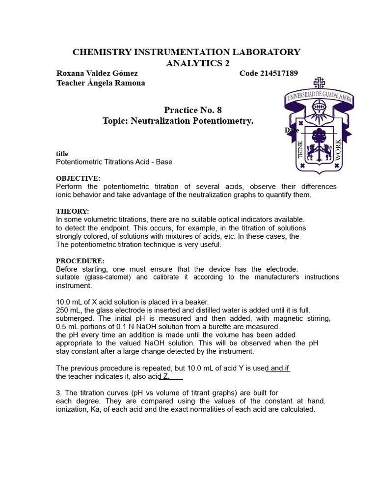 Practice No. 8 | PDF | Titration | Chemistry