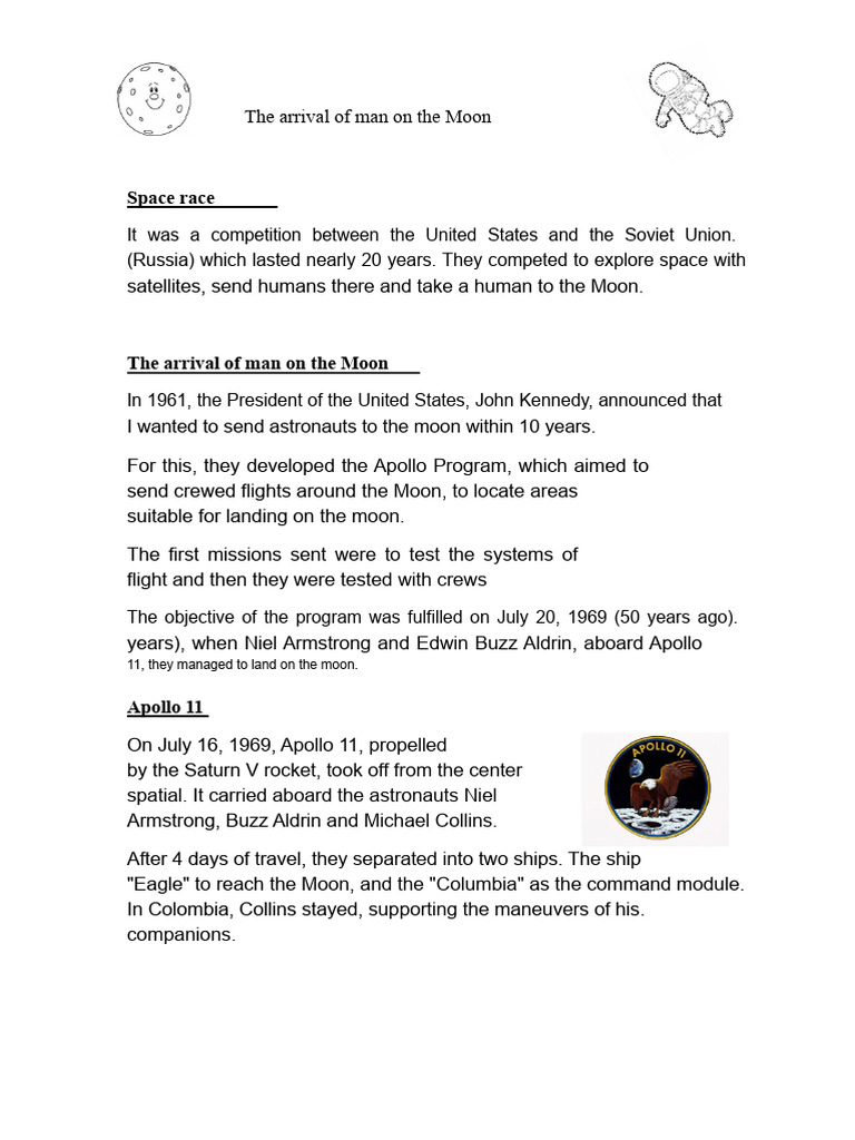 Summary For Kids | PDF | Apollo 11 | Apollo Program