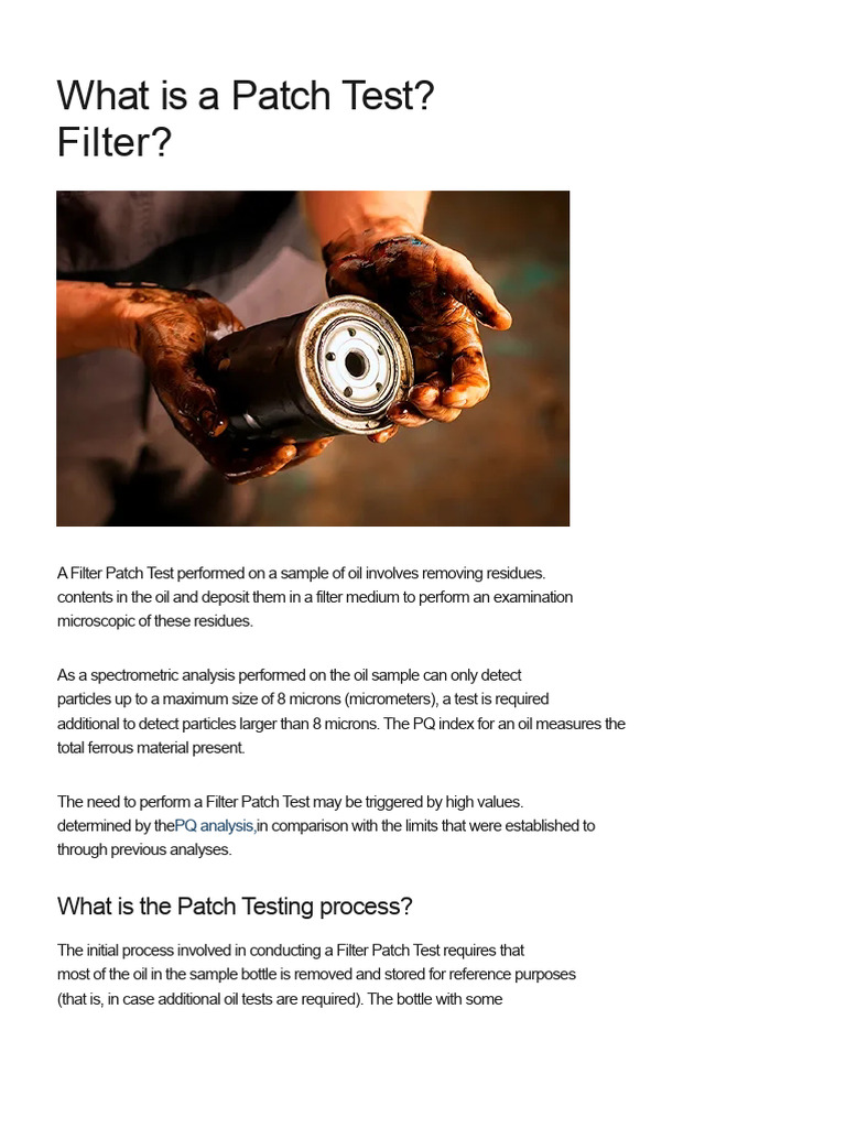 What Is A Filter Patch Test? | PDF