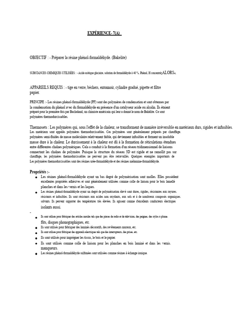 Préparation de résine phénol-formaldéhyde | PDF | Polymère | Résine