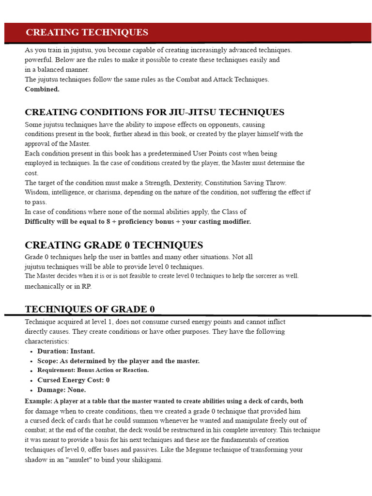 Jujutsu Technique Creation Guide | PDF | Jujutsu