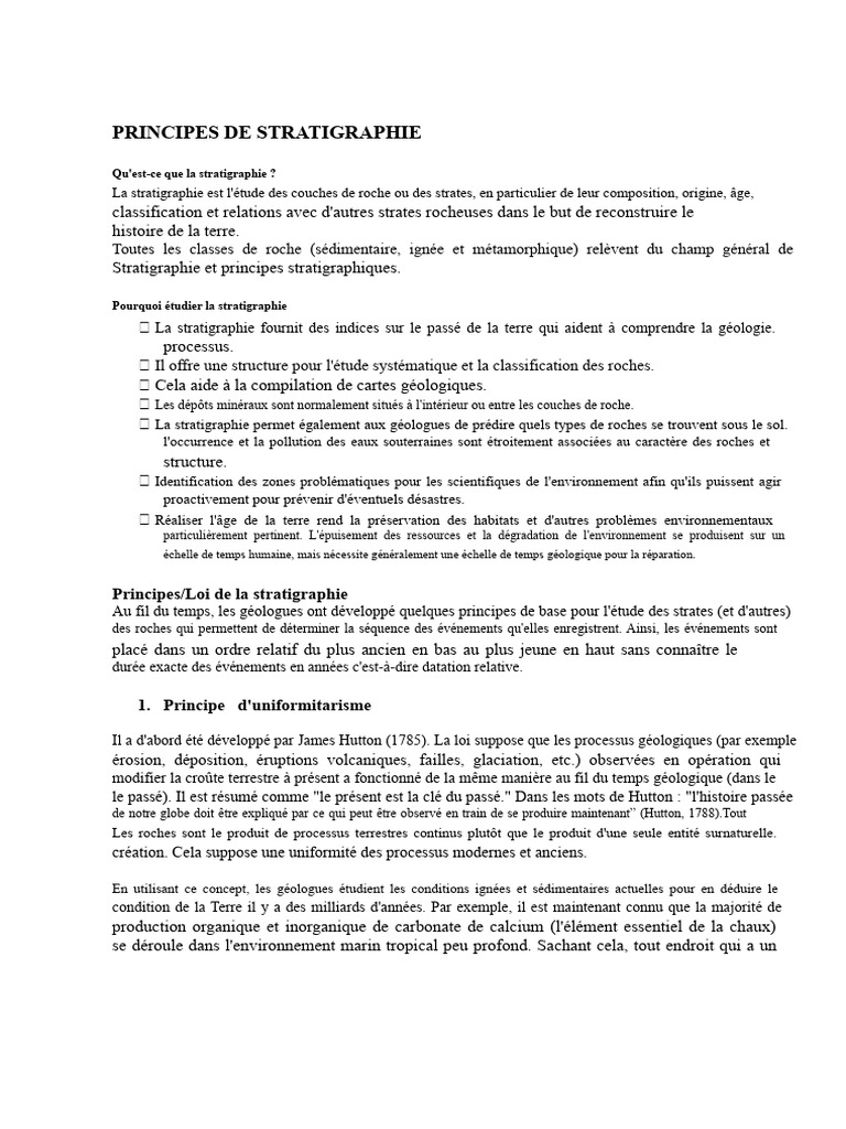 Principes de la stratigraphie | PDF | Géologie | Fossile
