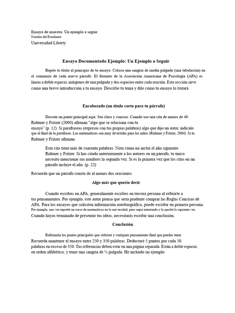 Ensayo Documentado de Muestra | PDF