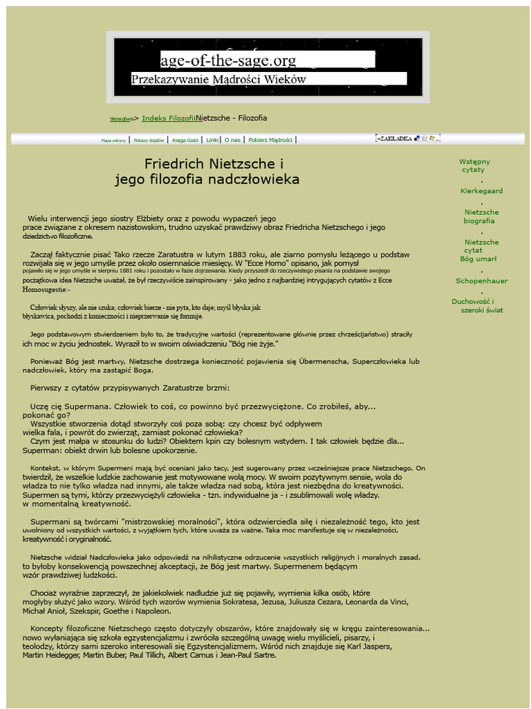 Fryderyk Nietzsche I Jego Filozofia Nadczłowieka | PDF