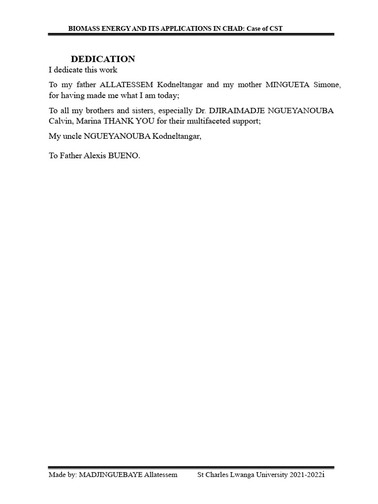 BIOMASS ENERGY IN CHAD Case of CST FINAL VERSION REPORT MARCUS | PDF ...