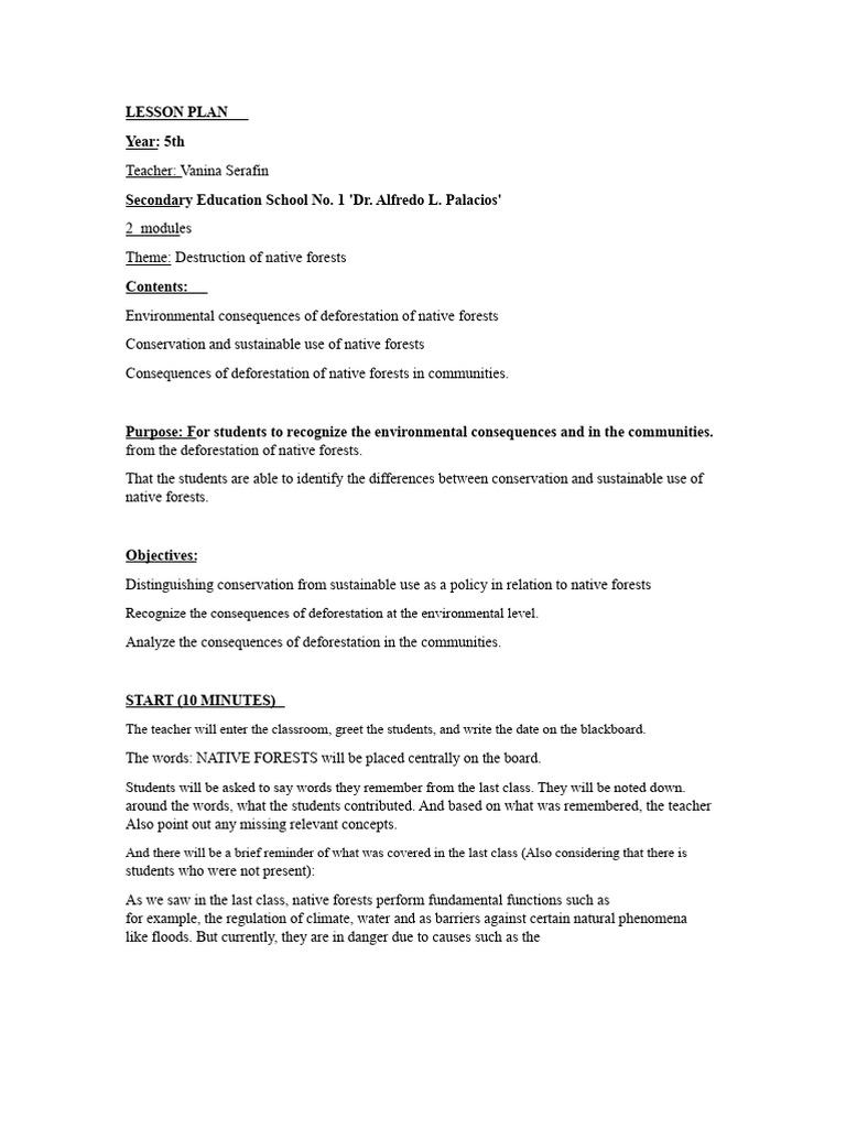 Lesson - Plan - 2 - 27-9 | PDF | Forests | Agriculture