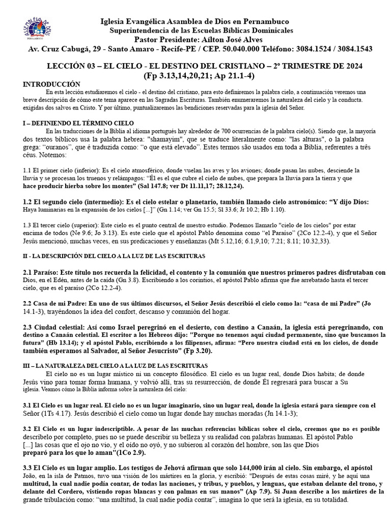 Lección 03 - El Cielo - Destino Del Cristiano | PDF | Biblia | Cristo ...