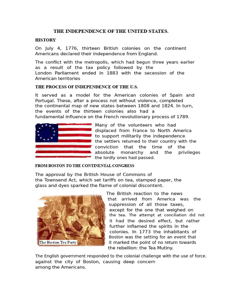 The Independence of The United States | PDF | Continental Congress ...