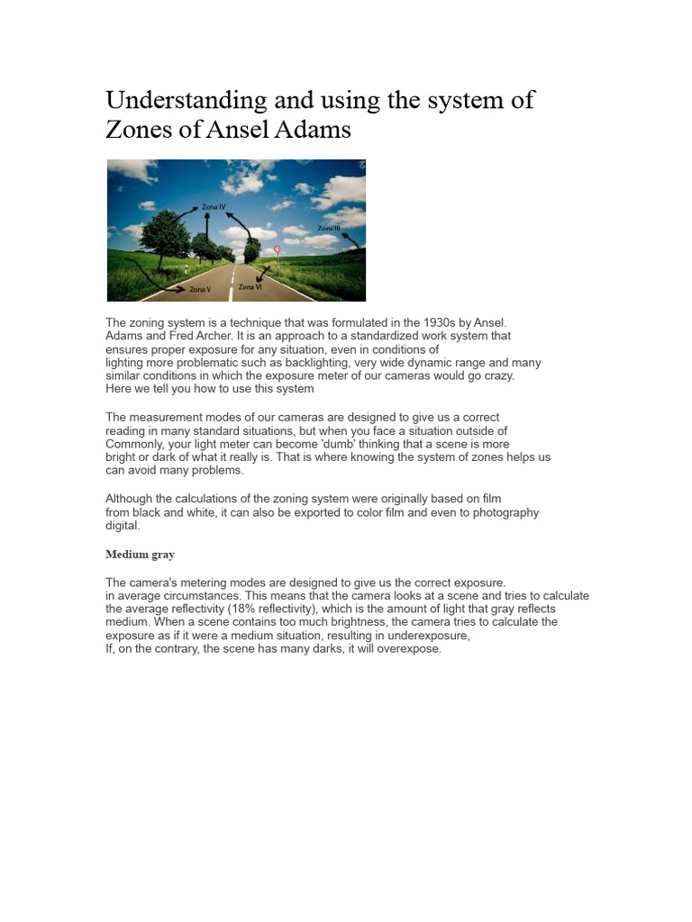 Understanding and Using Ansel Adams' Zone System | PDF | Exposure ...