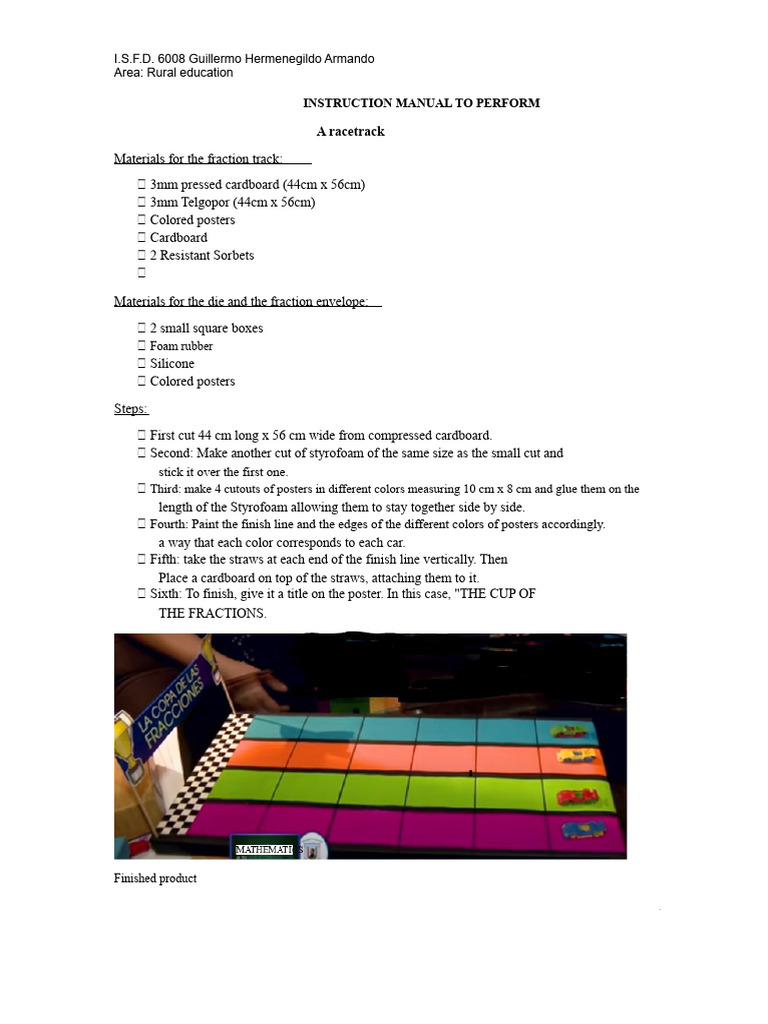Fraction Race Game Instruction Manual | PDF