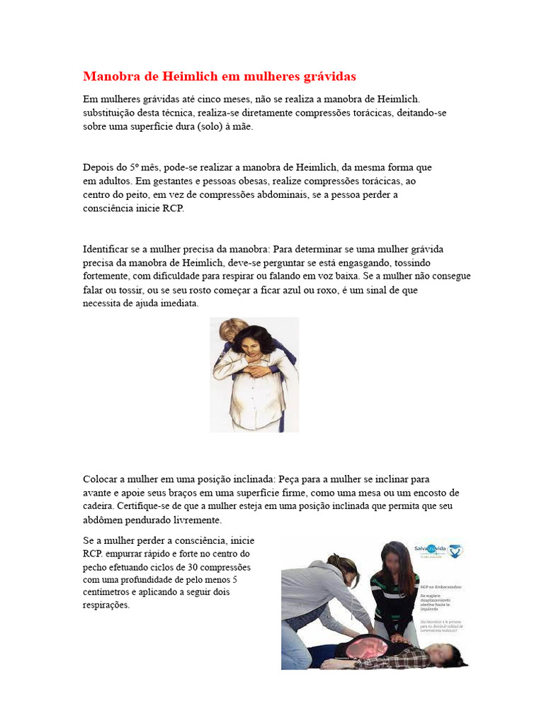 Manobra de Heimlich em Mulheres Grávidas | PDF