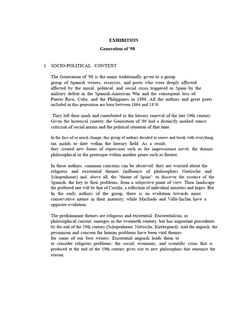 Overview of Spain's Generation of '98 | PDF | Existentialism