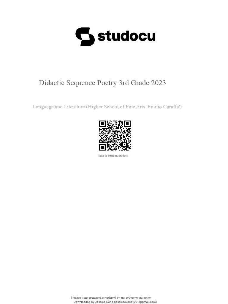 Didactic Sequence Poetry 3rd Grade 2023 | PDF | Poetry | Reading ...