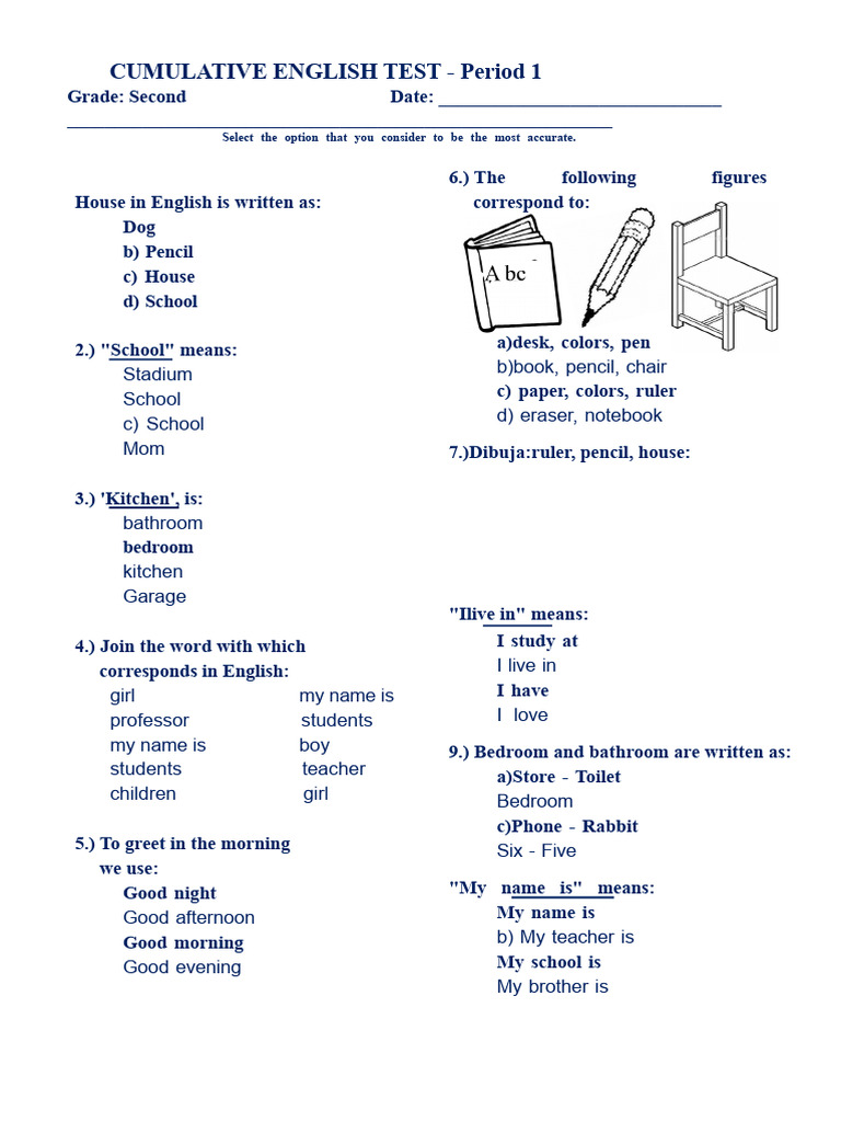 English Test 1st Period | PDF